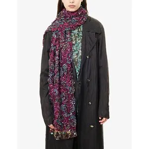 Dries Van Noten Ruffled Flower-embellished Woven Scarf