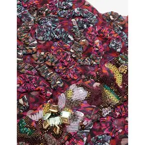 Dries Van Noten Ruffled Flower-embellished Woven Scarf