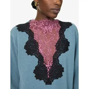 Valentino Garavani Maglia Lace-insert Wool Jumper