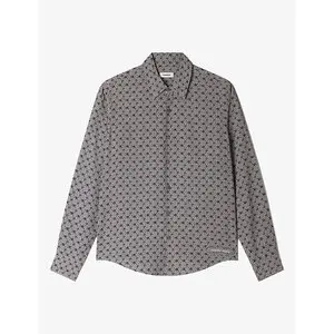 Sandro Chain-print Long-sleeve Woven Shirt - Grey