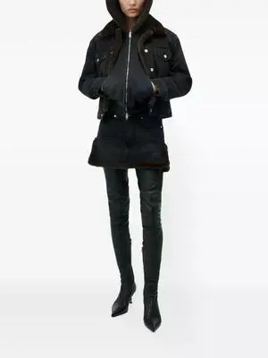 Alexander Wang Denim Jacket W/ Faux-mink Lining - Black