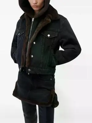 Alexander Wang Denim Jacket W/ Faux-mink Lining - Black