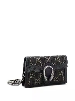 Gucci Dionysus Bag Gg Denim Super Mini Crossbody Bag - Black
