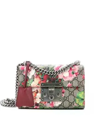 Gucci Padlock Blooms Print Gg Coated Canvas Small Shoulder Bag