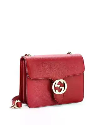 Gucci Interlocking Leather Small Shoulder Bag - Red