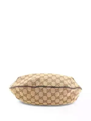Gucci Saddle Zip Messenger Bag Gg Canvas With Leather Medium Crossbody Bag - Brown