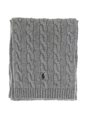 Polo Ralph Lauren Cable-knit Logo-embroidered Scarf