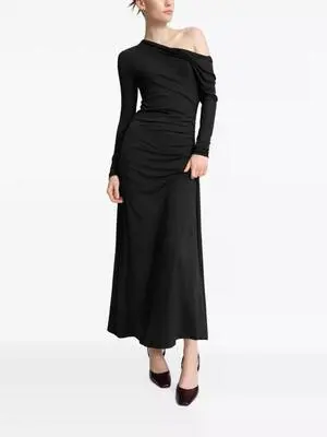 MARCELLA Ambrose Ruched Long-sleeve Maxi Dress - Black