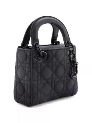 Dior Ultra Matte Lady Chain Bag Cannage Quilt Calfskin Mini Shoulder Bag - Black