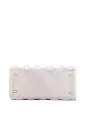 Dior Lady Bag Cannage Quilt Metallic Leather Medium Satchel - Grey