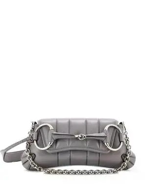 Gucci Horsebit Chain Vertical Quilted Leather Small Shoulder Bag - Grey