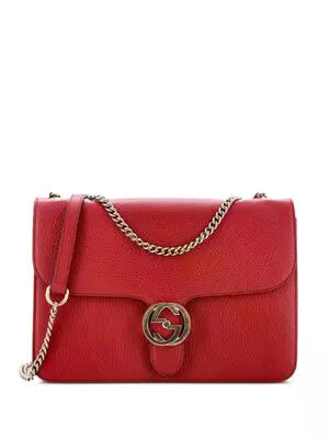 Gucci Interlocking Leather Medium Shoulder Bag - Red