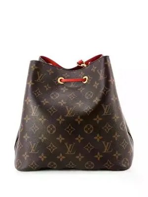 LOUIS VUITTON Neonoe Handbag Monogram Canvas With Leather Mm Bucket Bag - Red