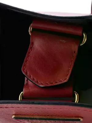 Prada Panier Saffiano Leather Small Bucket Bag - Red