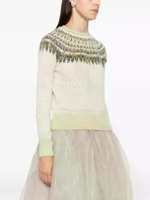 Ermanno Scervino Fair Isle Crystal-embellished Sweater