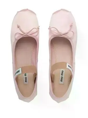 Miu Miu Logo Strap Ballet Flats - Pink