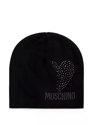 Moschino Crystal-embellished Logo-detail Beanie Hat - Black