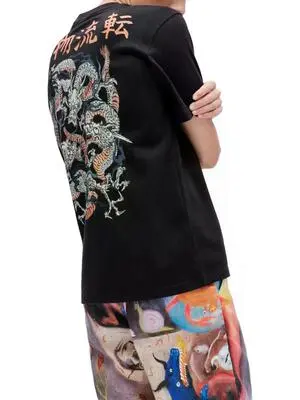 ENDLESS JOY Tiga Naga Back-print T-shirt - Black