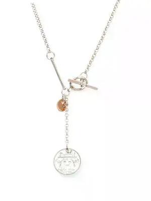 Hermès Ex-libris Long Sterling With 18k Rose Gold Small Necklace