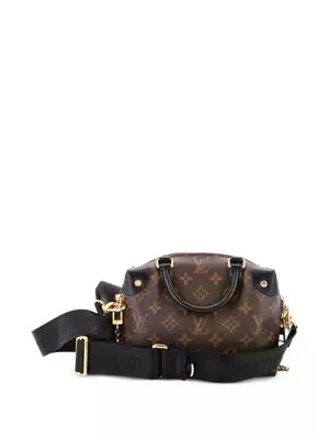 LOUIS VUITTON Petite Malle Souple Handbag Monogram Canvas With Leather Shoulder Bag - Black