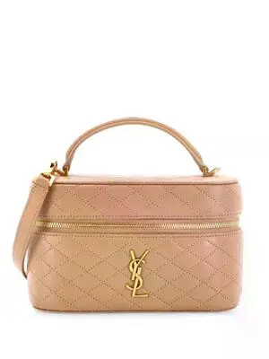 Saint Laurent Gaby Zip Around Vanity Bag Quilted Leather Mini Satchel - Neutrals