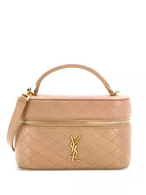 Saint Laurent Gaby Zip Around Vanity Bag Quilted Leather Mini Satchel - Neutrals