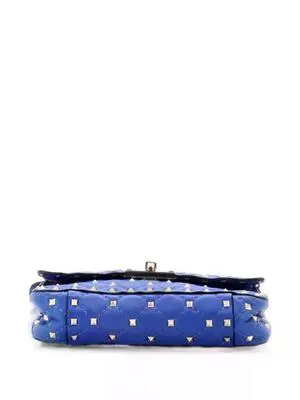 Valentino Garavani Rockstud Spike Flap Bag Quilted Leather Small Crossbody Bag - Blue