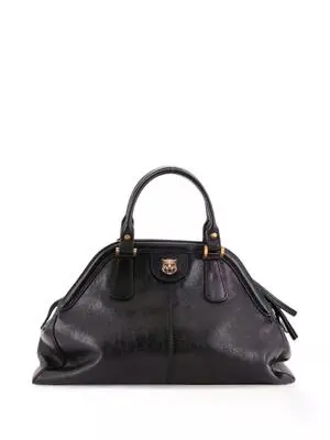 Gucci Re Top Handle Bag Leather Medium Satchel - Black