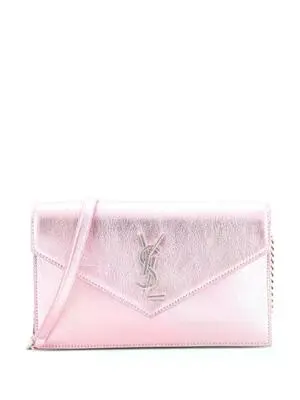 Saint Laurent Classic Monogram Wallet On Chain Leather Small Crossbody Bag - Metallic