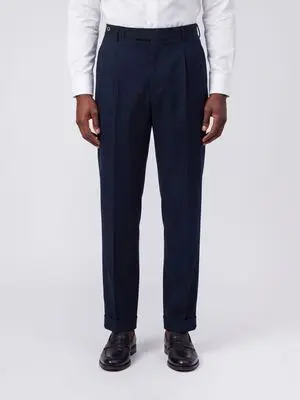 PT TORINO Slim Fit Pleated Gabardine Tailored Trousers - Blue