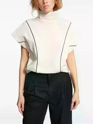 MARCELLA Alva Piping-detail Mock-neck Top - Neutrals