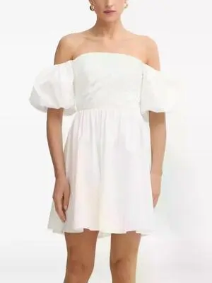 MORGAN Ruched Off-shoulder Mini Dress - White