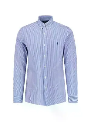 Polo Ralph Lauren Striped Embroidered-logo Shirt - Blue