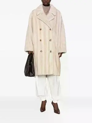 SWORD 6644 Double-breasted Faux-fur Coat