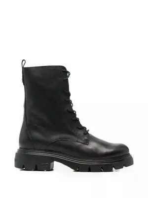 WONDERS Lace-up Lug-sole Ankle Boots - Black