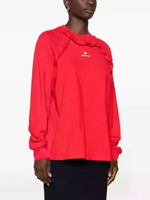 SHUSHU/TONG Ruffled Logo-embroidered T-shirt