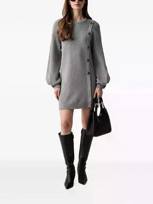 Liu Jo Button-embellished Ribbed-knit Dress - Grey