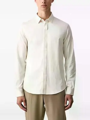 Armani Exchange Logo-embroidered Long-sleeve Shirt - Neutrals