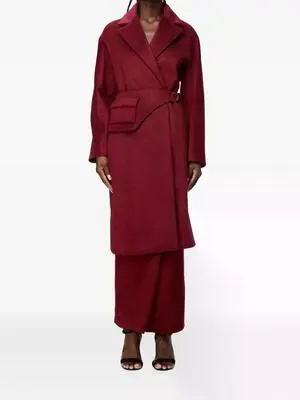 HANITA Belted-waist Notched-lapels Coat - Red