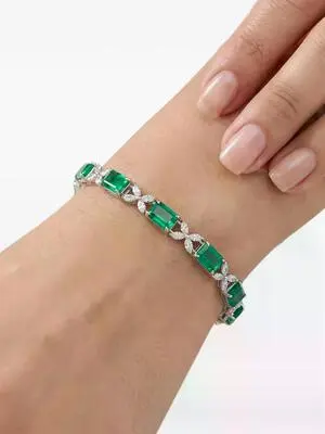 HYT JEWELRY Emerald And Diamond Bracelet - Silver