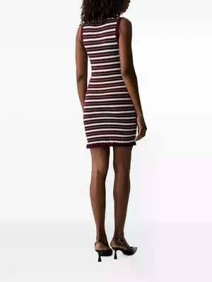 MORGAN Striped Scalloped-trim Mini Dress