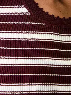 MORGAN Striped Scalloped-trim Mini Dress