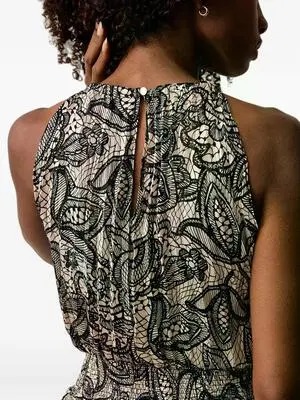MORGAN Lace-print Pleated Midi Dress