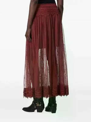 ALLSAINTS Lace-trim Mesh Midi Skirt