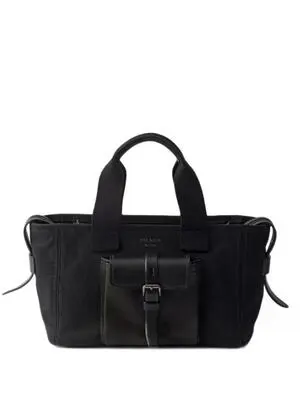 Prada Route Medium Leather Tote Bag - Black