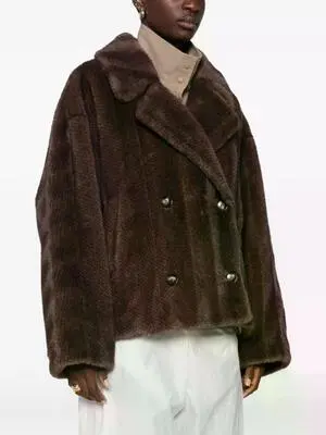 SWORD 6644 Double-breasted Faux-fur Coat
