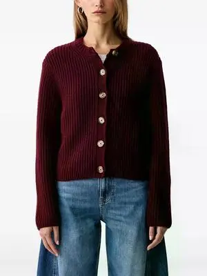 Barbour Adalyn Ribbed-knit Cardigan - Red