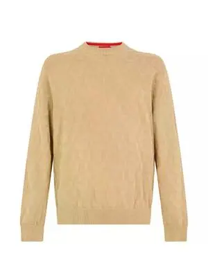 BOSS Logo-jacquard Crew-neck Sweater - Neutrals