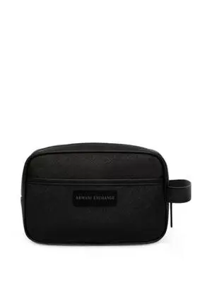 Armani Exchange Logo-patch Wash Bag - Black