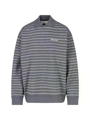 Miu Miu Striped Polo Top - Grey